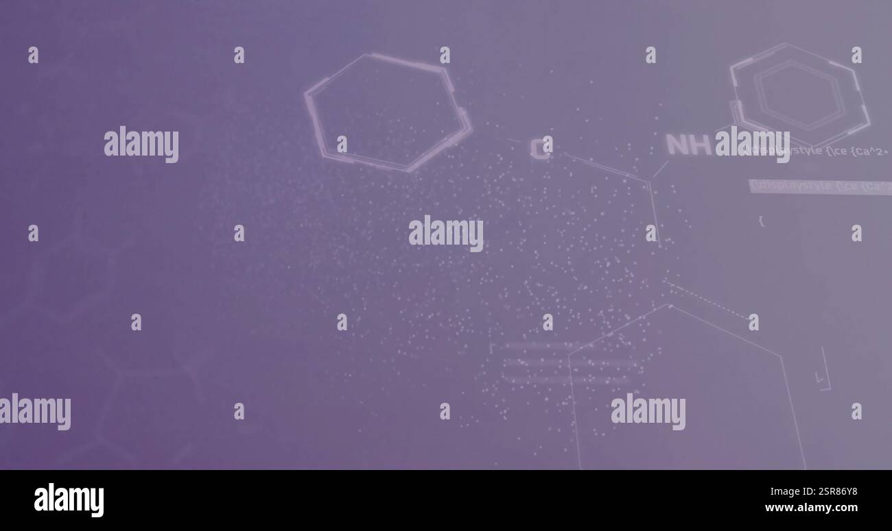 Image of element diagrams over purple background Stock Photo - Alamy