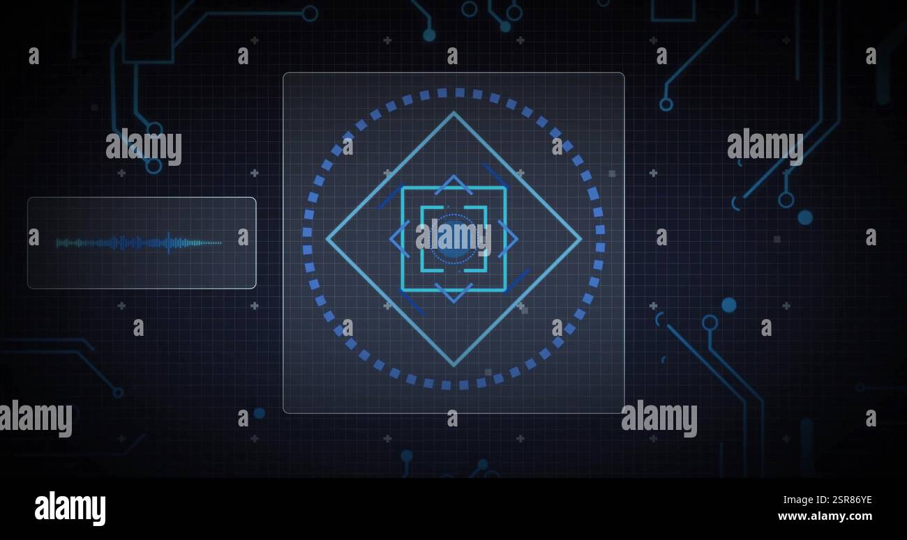 Image of scope scanning and digital data processing over black ...
