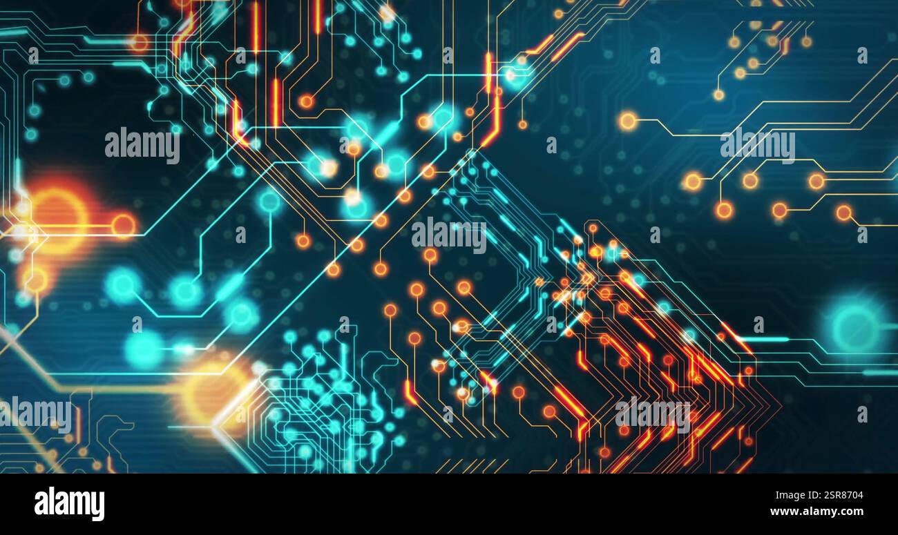 Image of digital data processing over computer circuit board Stock Photo - Alamy