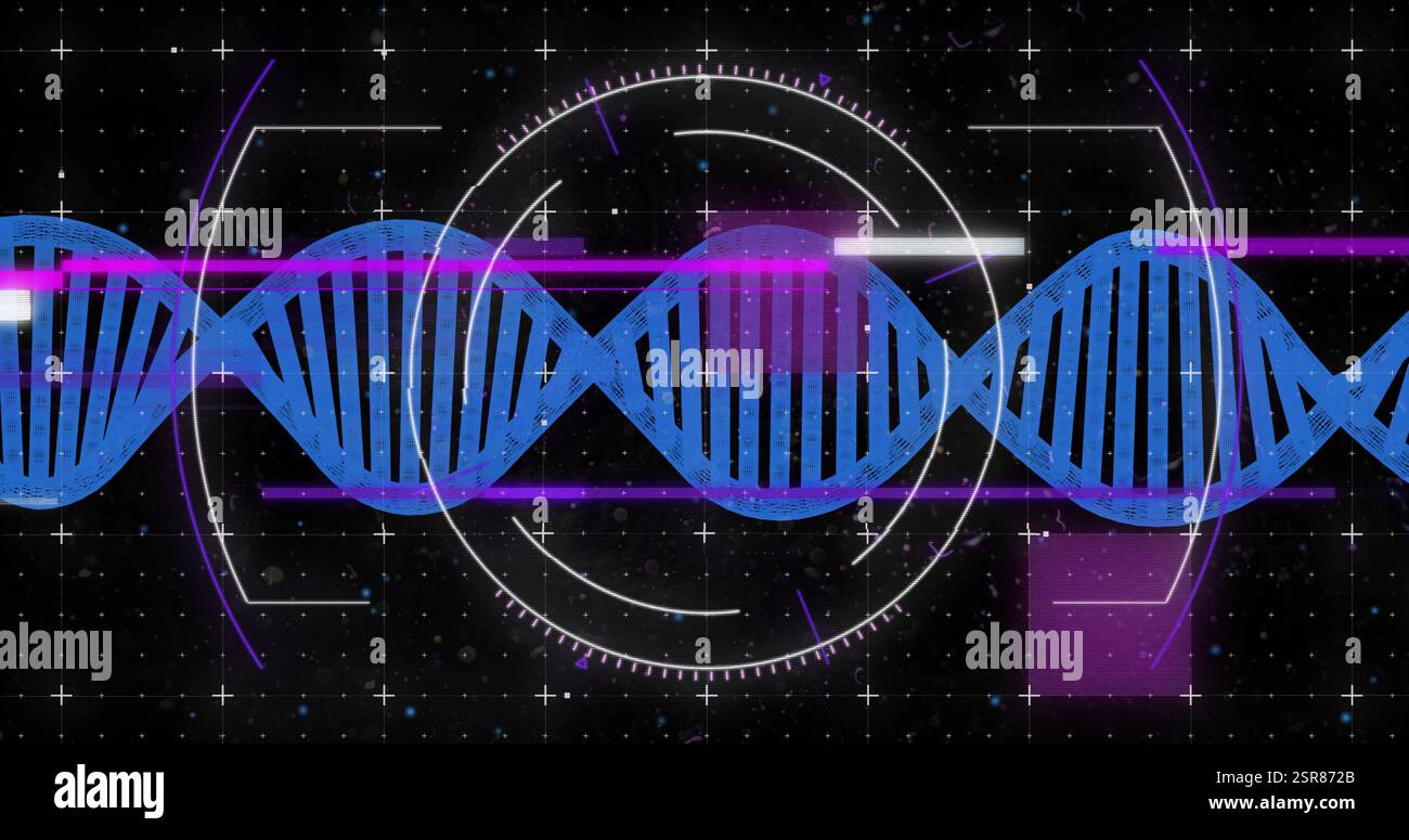 Image of dna strand, digital data processing and scope scanning Stock ...