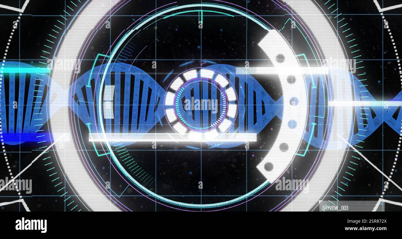 Image of dna strand, digital data processing and scope scanning Stock ...