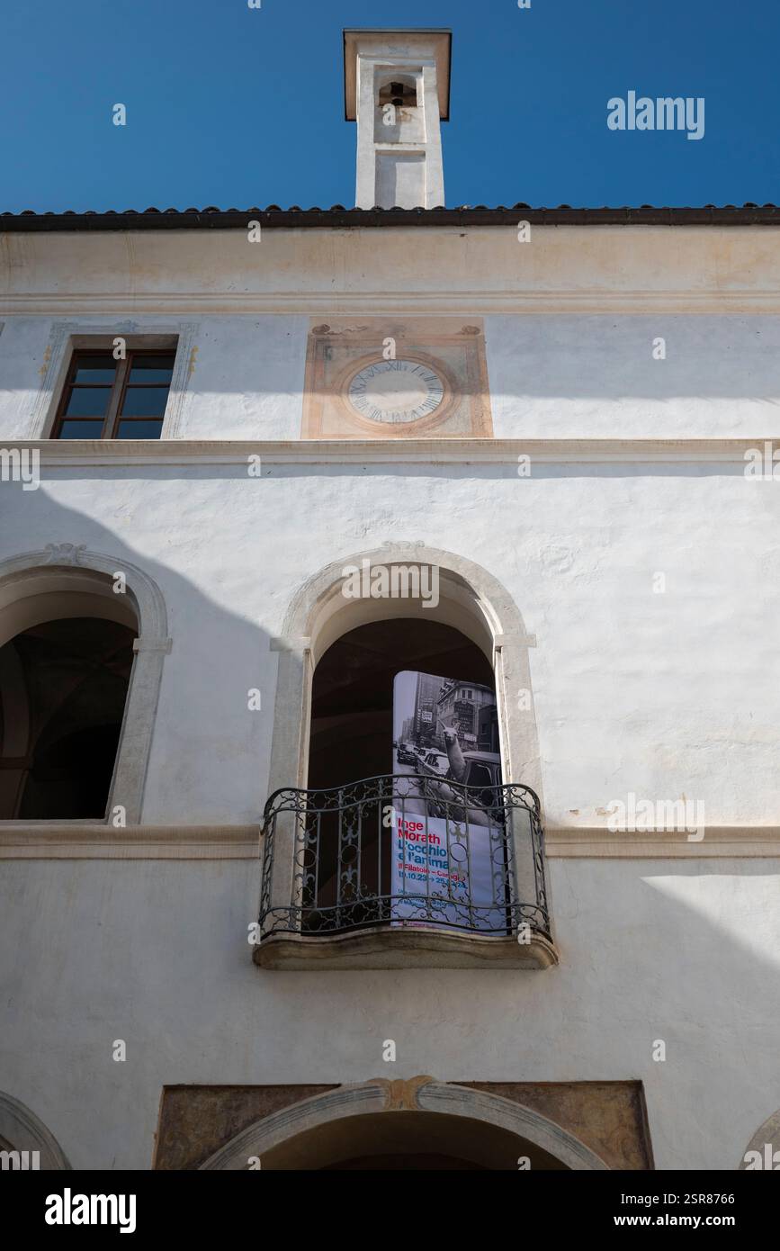 Landscape, front of a period house, old with white walls, doors and ...
