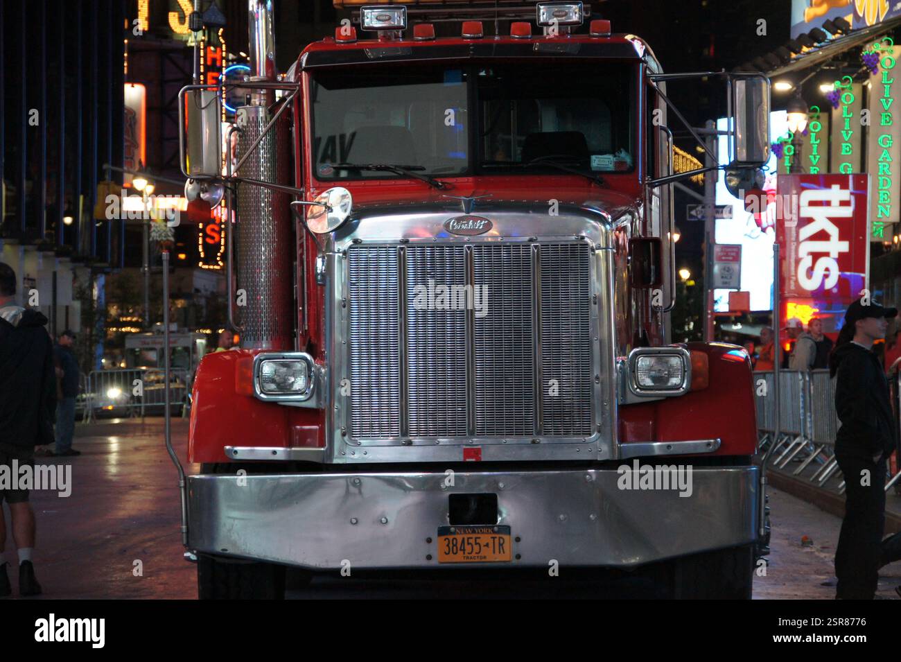 Olive Garden restaurant sign in New York, Manhattan. Red logo with text ...