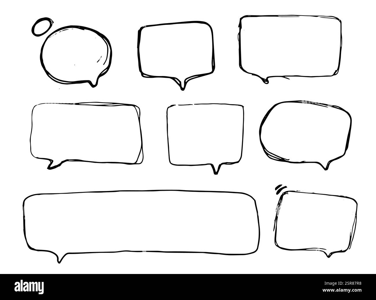 Set of hand drawn speech bubbles in sketch style Stock Vector Image ...