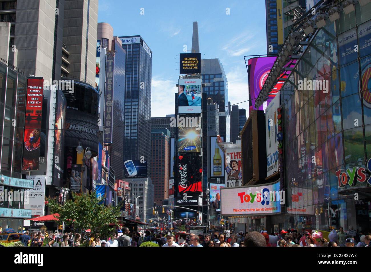 A brightly lit billboard in Times Square, New York, Manhattan, displays ...