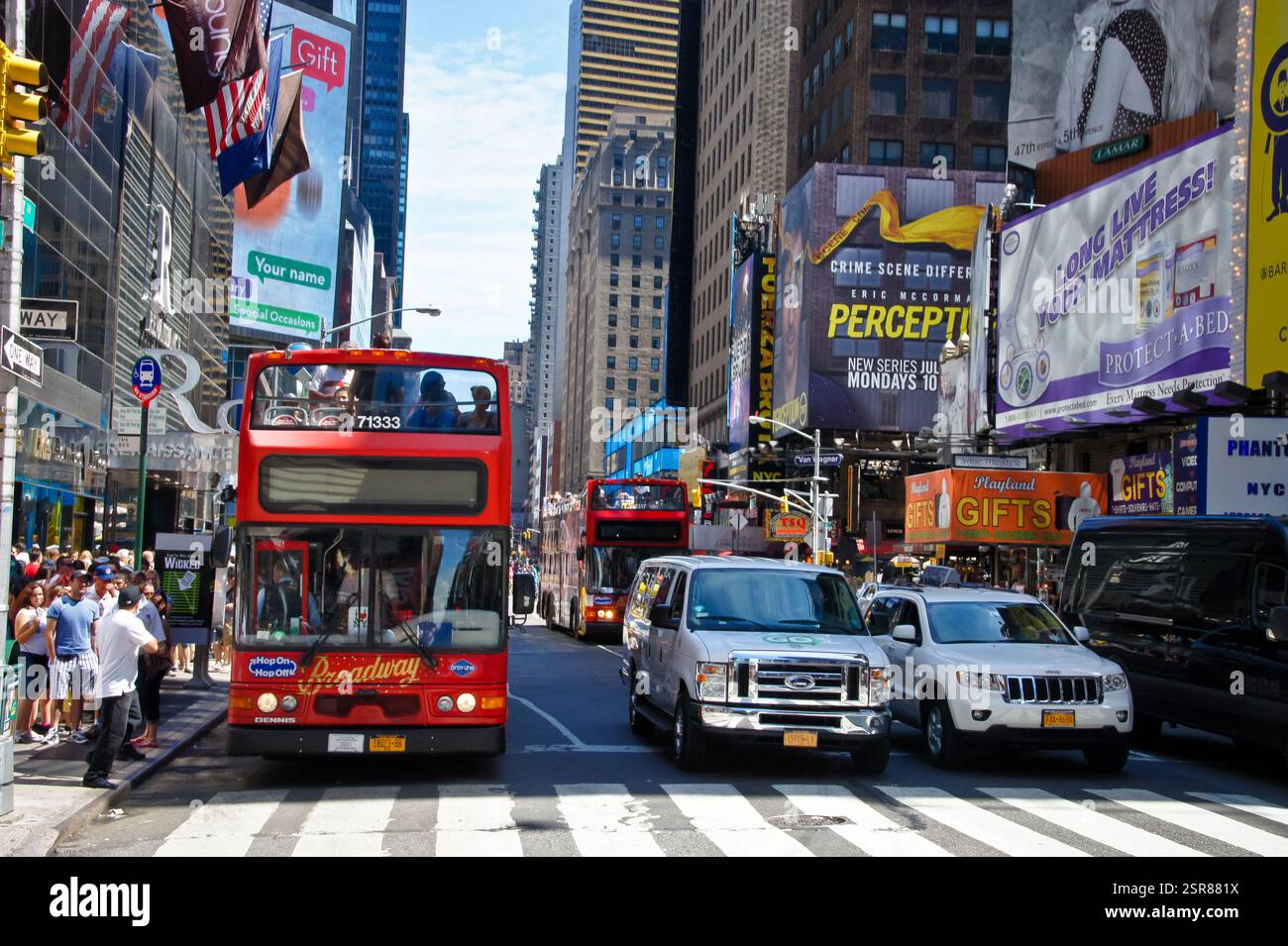 A bus advertisement in New York, Manhattan for a crime drama TV show ...