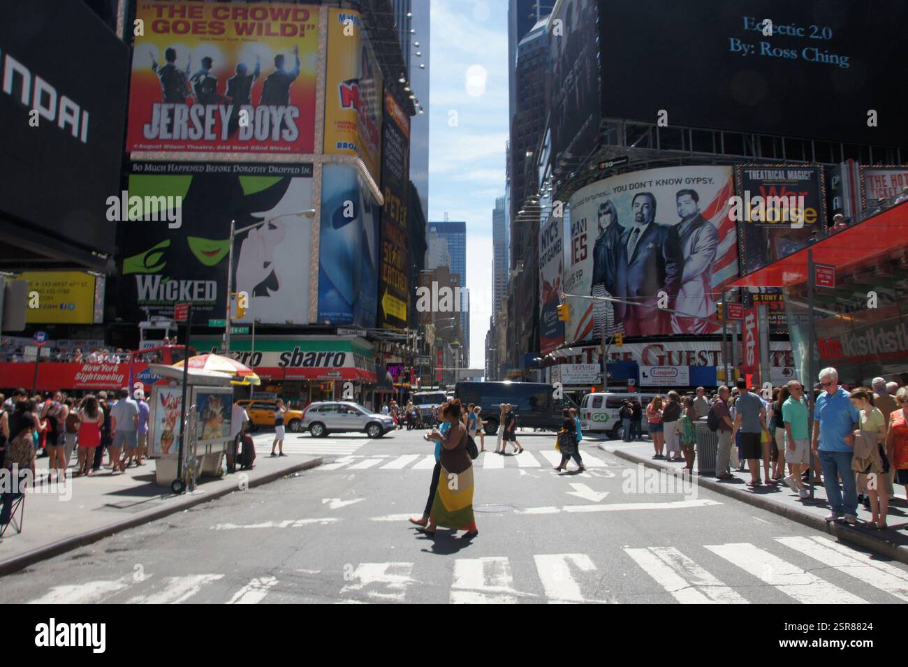 A colorful Playbill advertisement in New York, Manhattan, shines ...