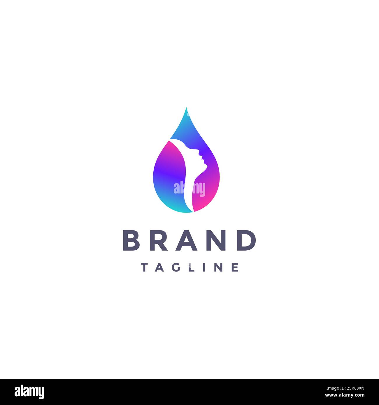 Simple Beautiful Water Drops Logo Design. Silhouette of Woman in Water ...