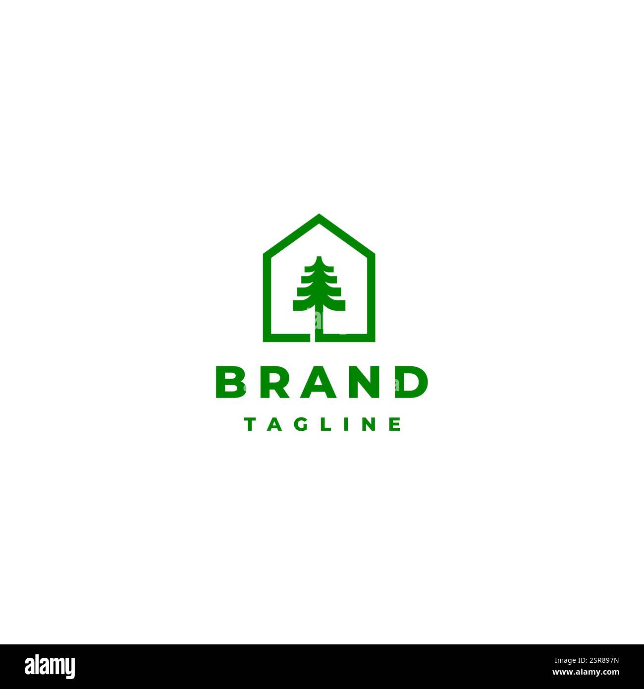 Simple Home Pine Tree Logo Design. Simple Line Pine Tree Inside the ...