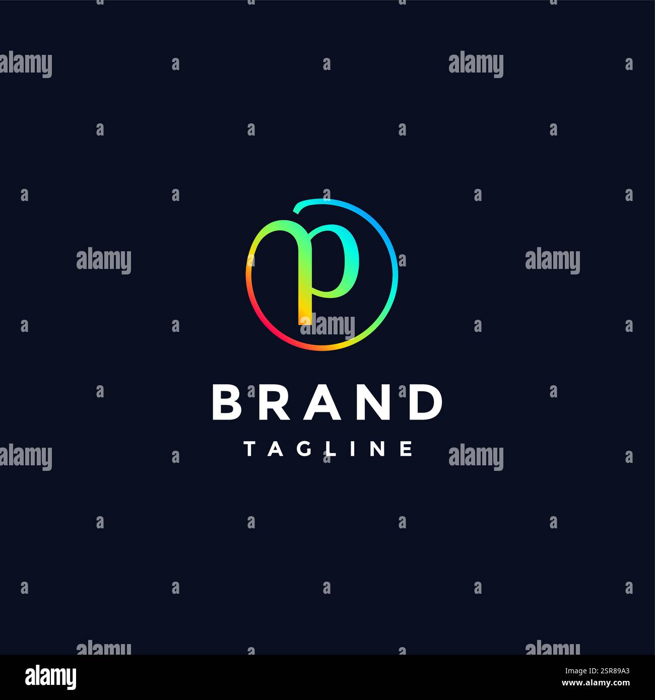 Colorful Letter P Inside Circle Logo Design. Circle Line With Elegant ...