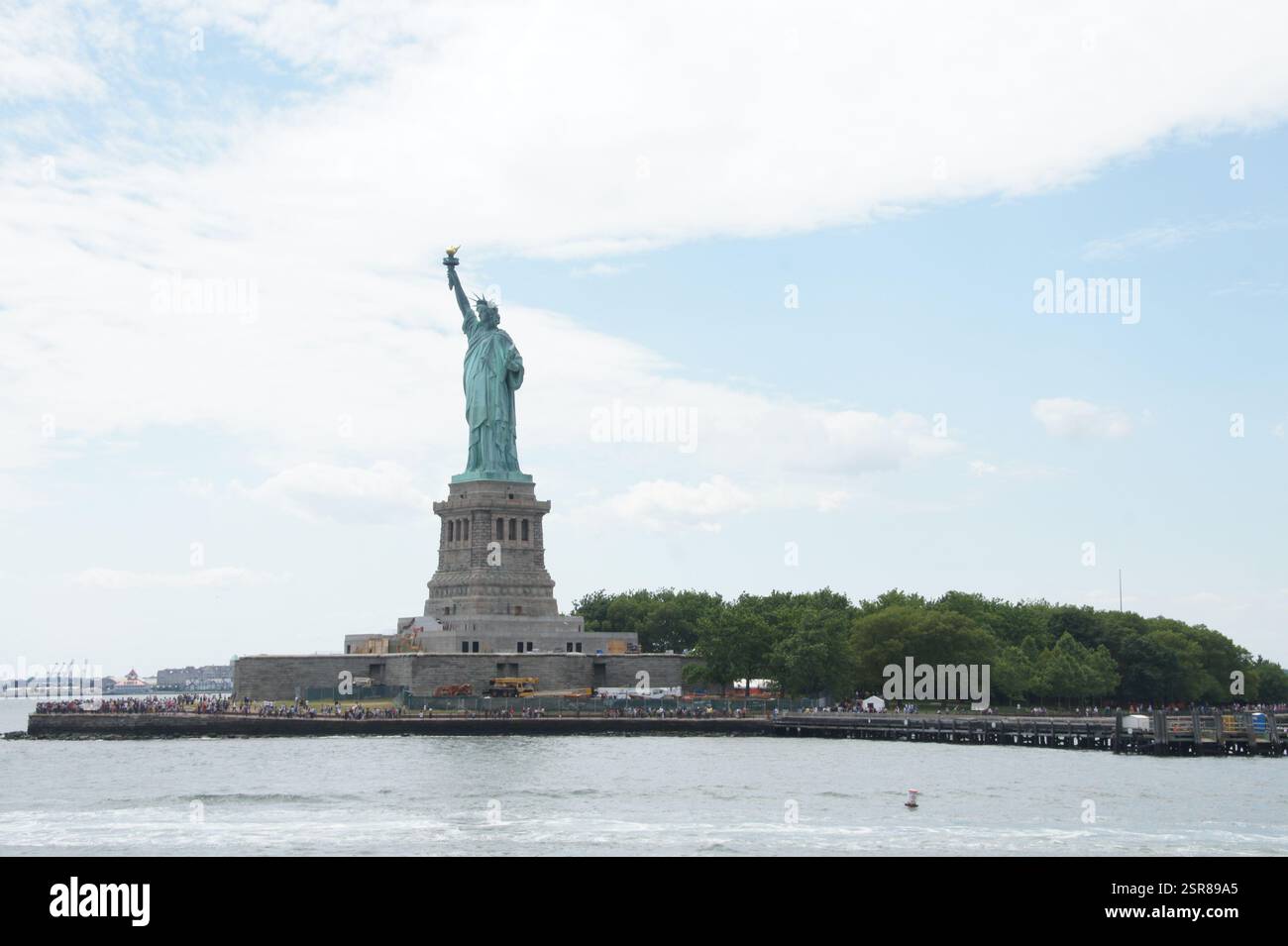 New York, Manhattan. The Statue of Liberty stands tall, a copper beacon ...