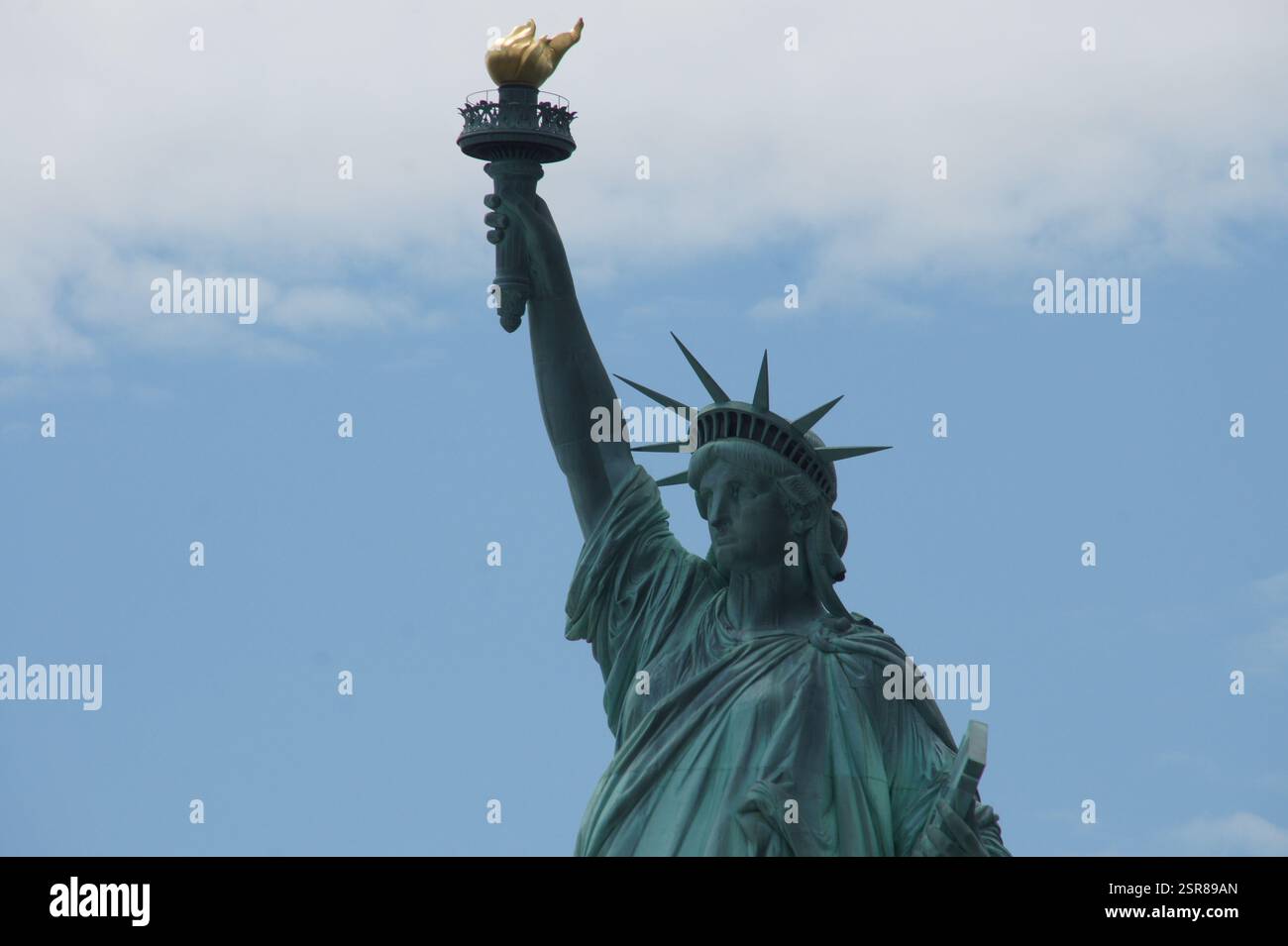 A close-up of the Statue of Liberty's copper crown in New York ...
