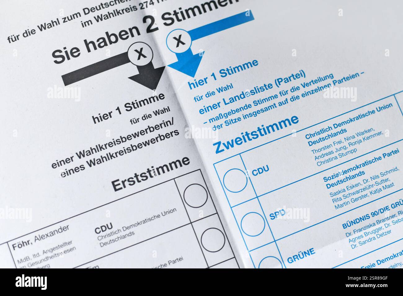 Germany - February 2025: Ballot paper for German federal parliament ...