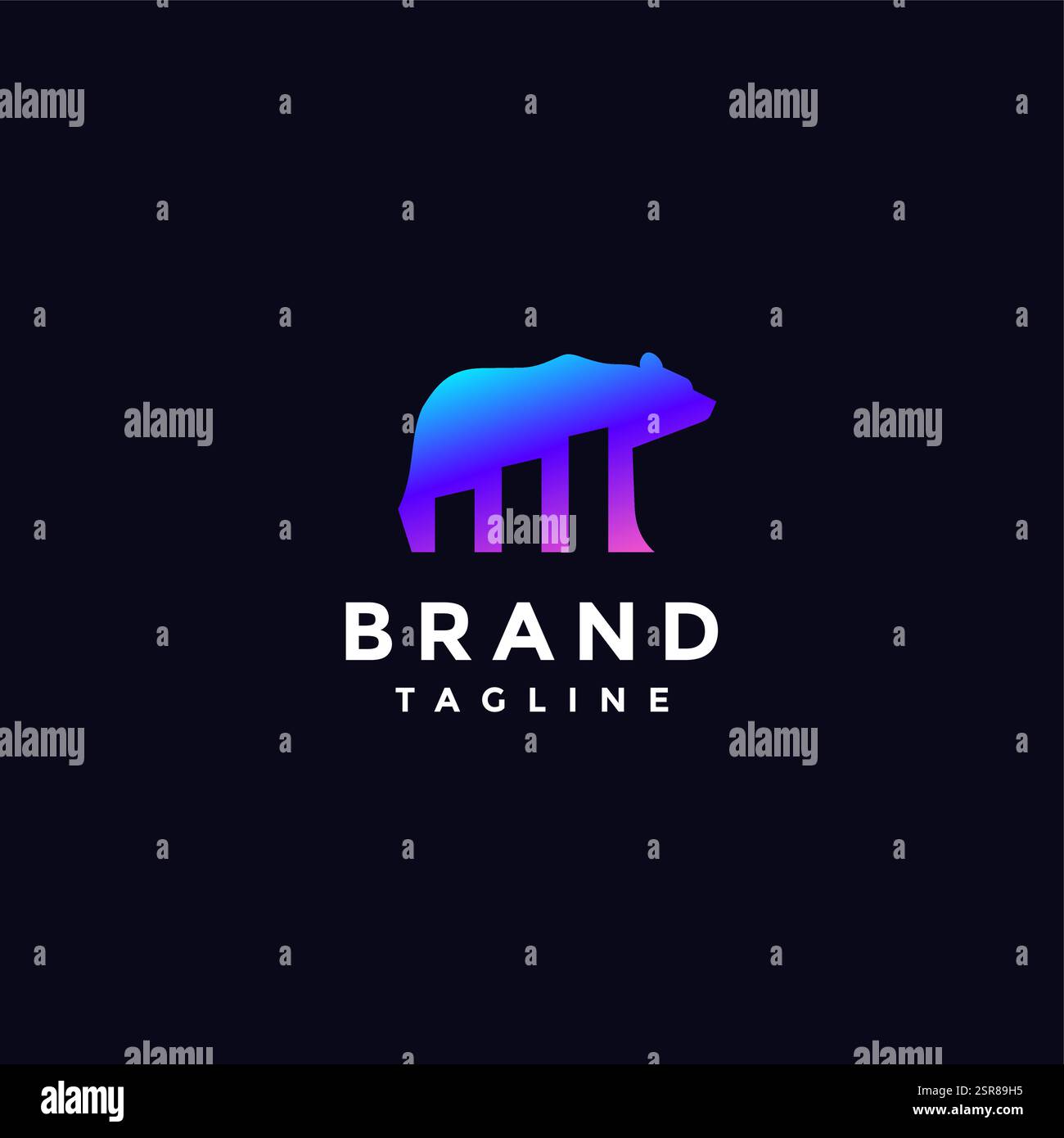 Strong Bear Chart Silhouette Logo Design. Profit Bar Rising Inside Bear ...
