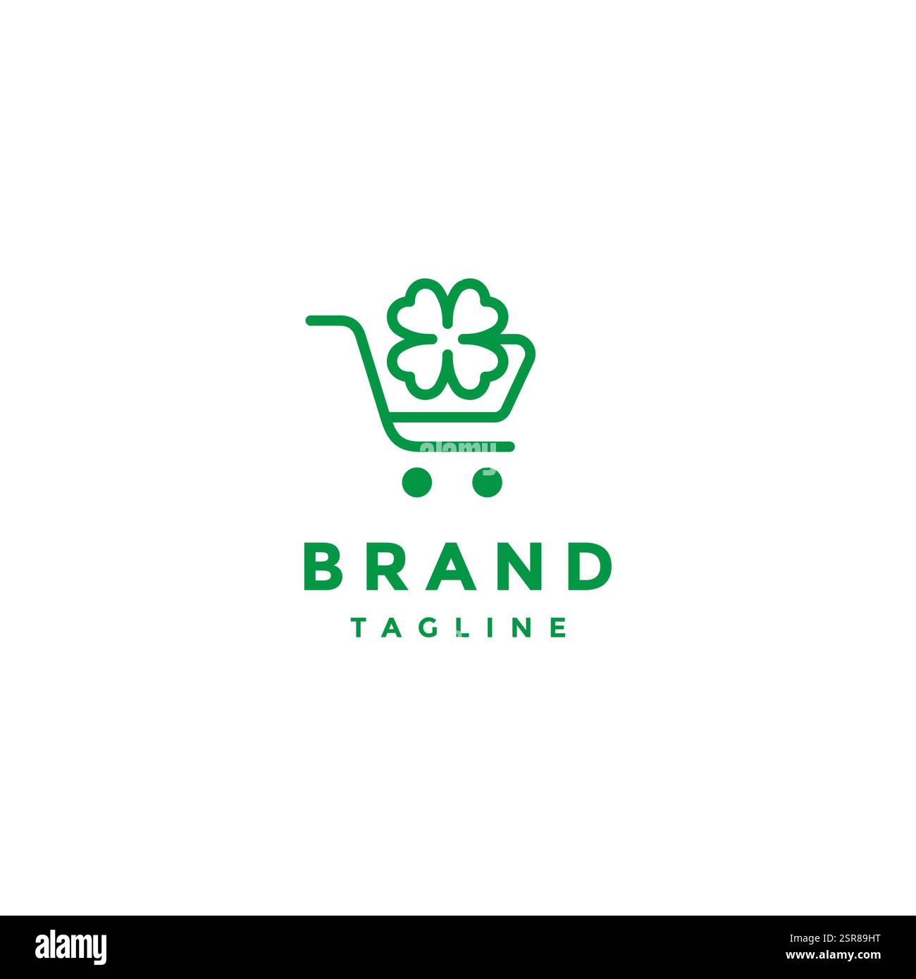 Simple Clover Cart Line Logo Design. Simple Clover Shopping Cart Logo ...
