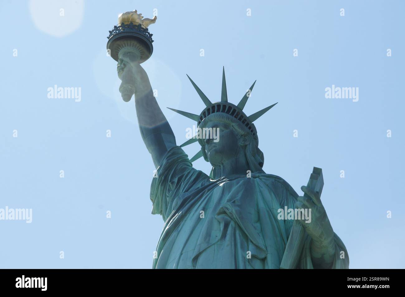 A close-up of the Statue of Liberty's copper crown in New York ...