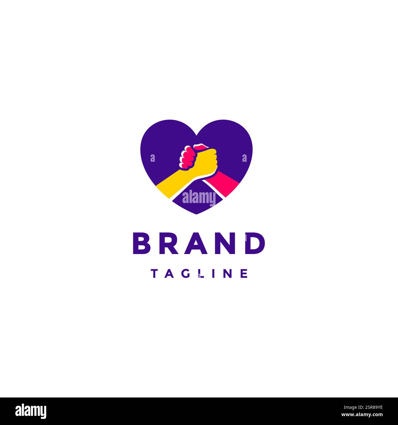 Heart Solidarity Colored Symbol Logo Design. Two Hands Supporting Each ...