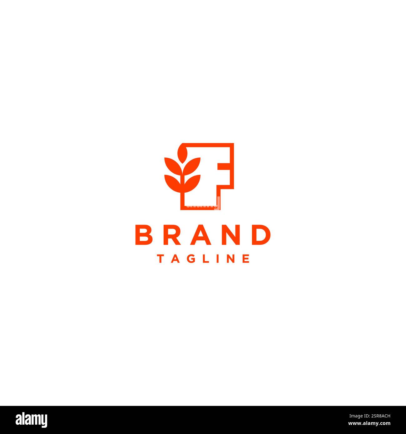 Simple Grained Letter F Logo Design. Outline Letter F With Wheat Icon ...