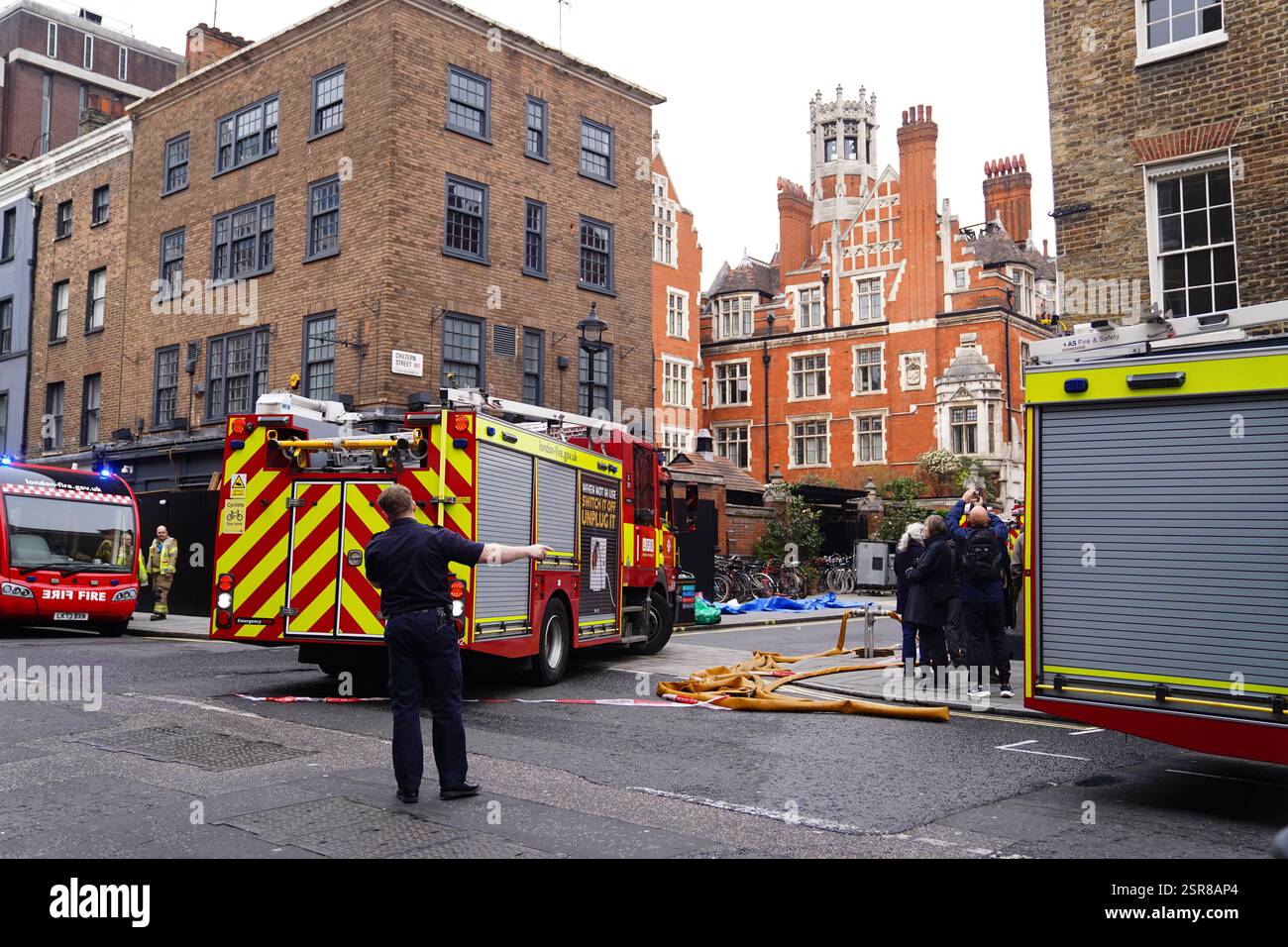 Firefighters at the Chiltern Firehouse in central London, after a fire ...