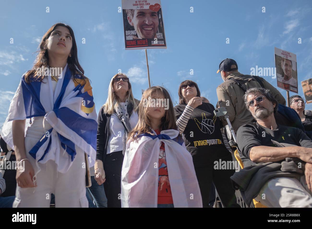 Tel Aviv, Tel Aviv, ISRAEL. 14th Feb, 2025. PEOPLE GATHER ON HOSTAGE ...