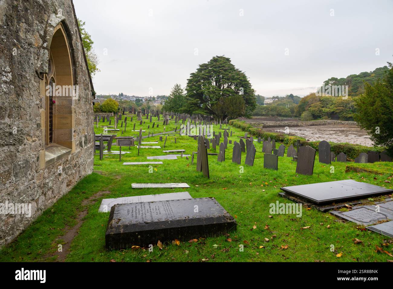 St Tysilio's Church on Church Island at Menai Bridge, Anglesey, North ...