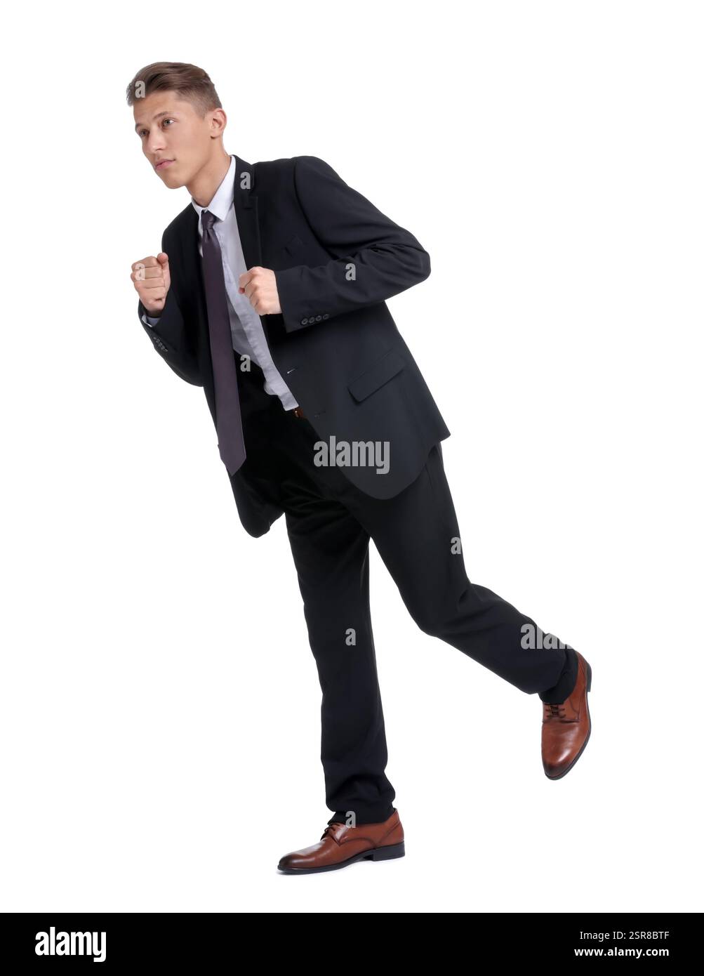 Business competition. Man running on white background Stock Photo - Alamy