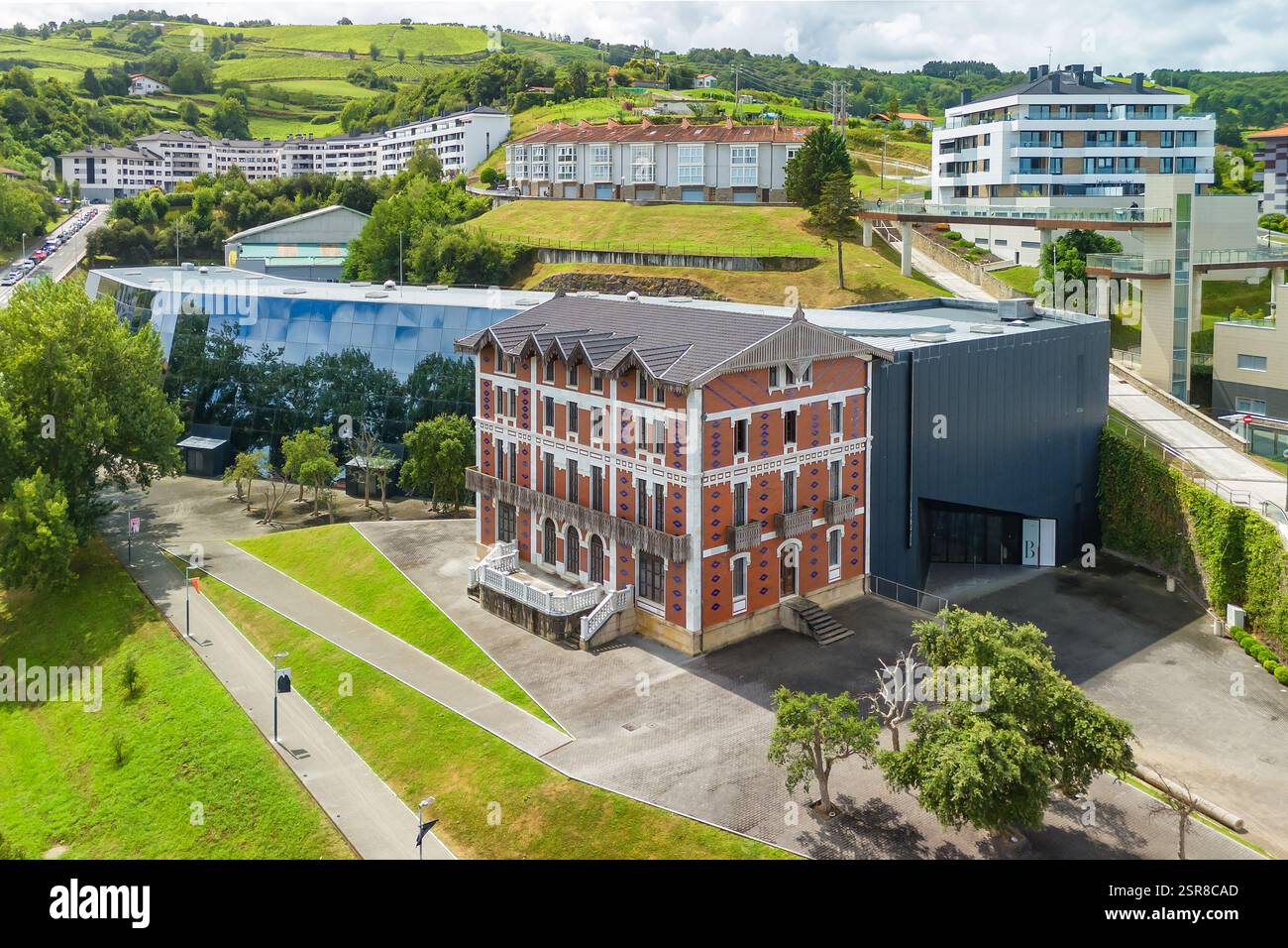 Aerial view of the Cristobal Balenciaga Museum in Getaria, Basque ...