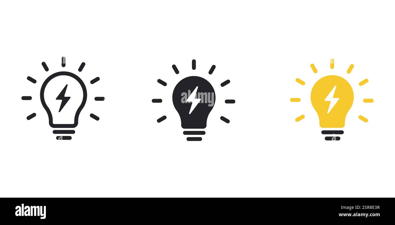 Light Bulb icon set, Idea icon symbol vector.Idea icon. Light bulb sign. Electric lamp isolated ...