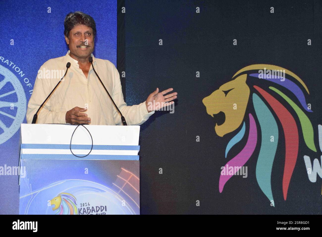 Former Indian cricket player Kapil Dev during the announcement of ...