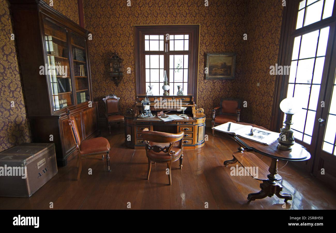 Colonial house Chateau de Labourdonnais, interior view, Mapou, Riviere ...