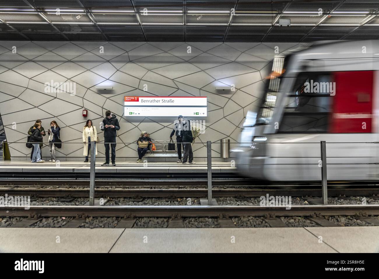 Modern underground station of the Wehrhahn line, Benrather Strasse, 6 ...