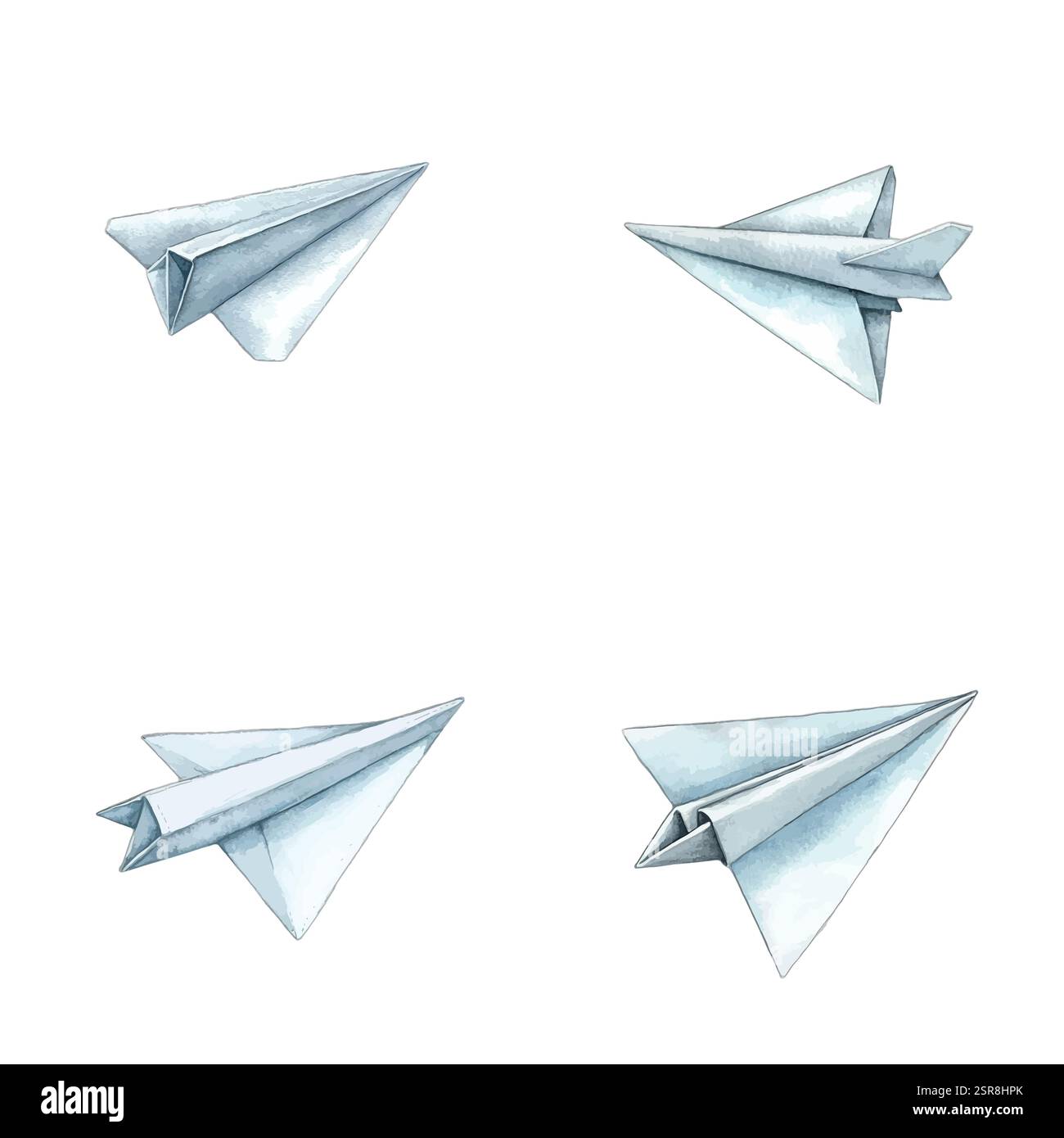 A handdrawn watercolor illustration of Flying Paper Plane Illustration ...