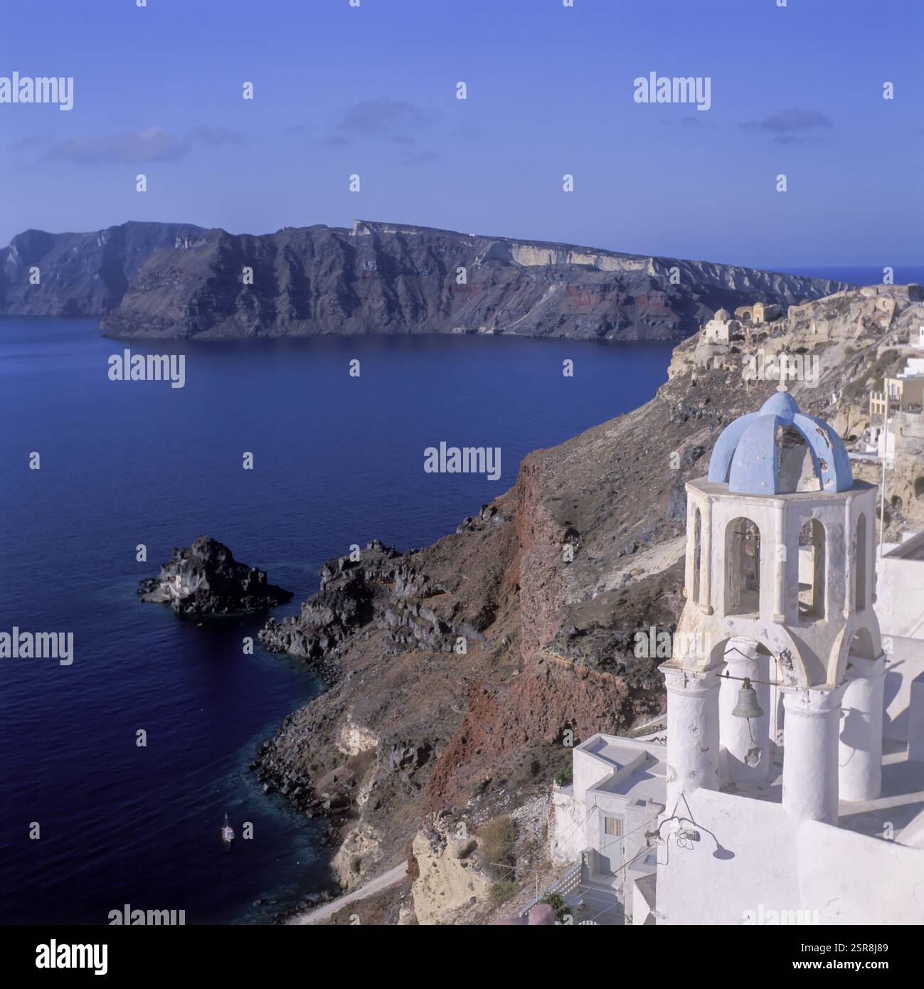 Partially rebuilt village of Oia, partially destroyed houses, remains ...