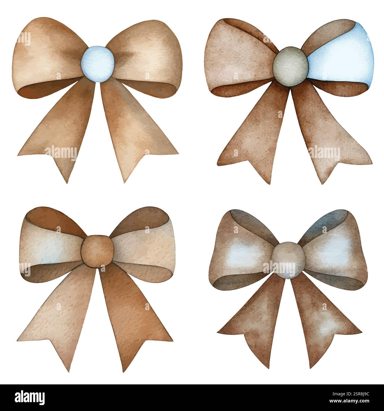 A handdrawn watercolor illustration of Watercolor Bow Set that was ...