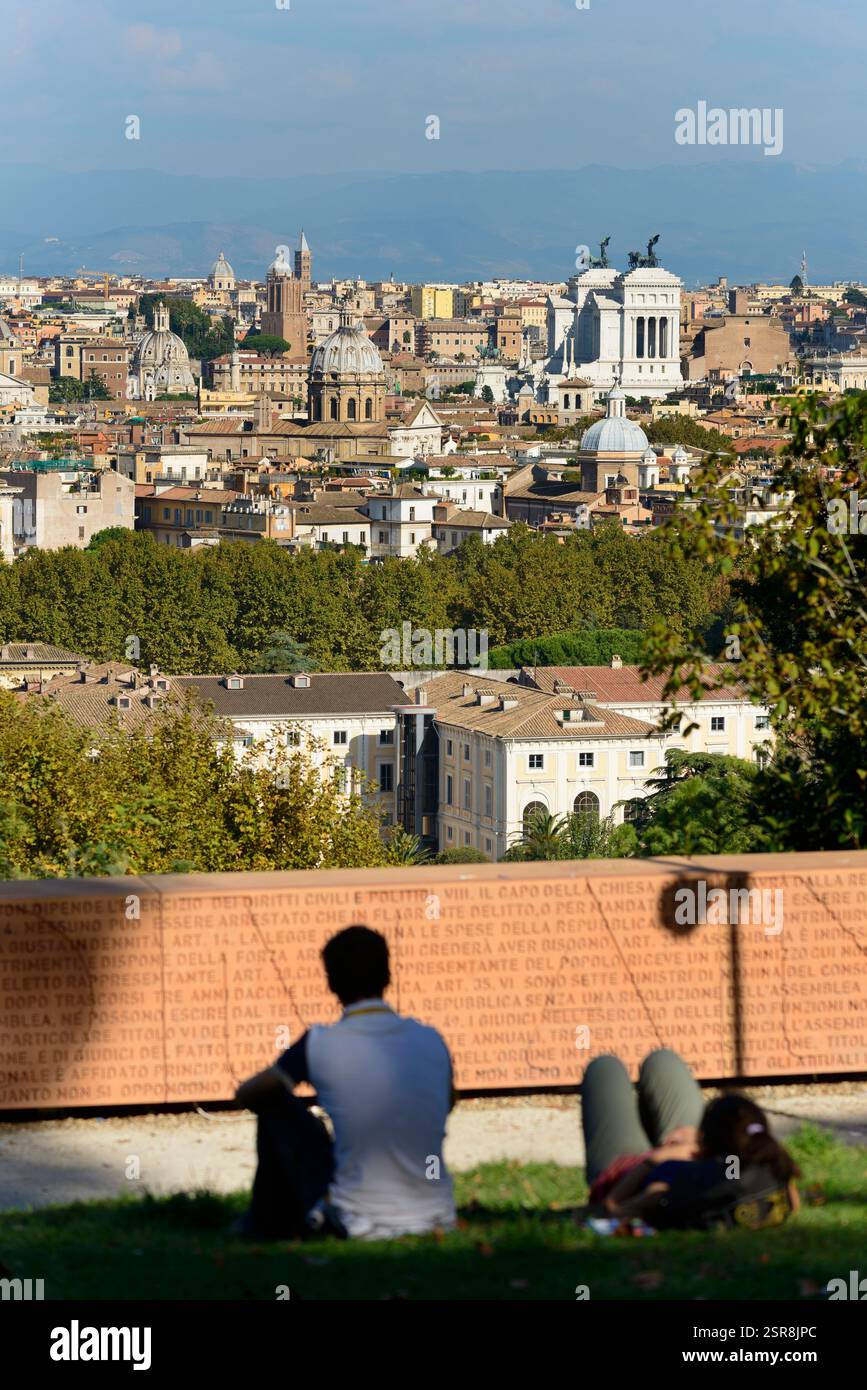 Rome. Italy. View of the city from the belvedere on the Gianicolo hill ...
