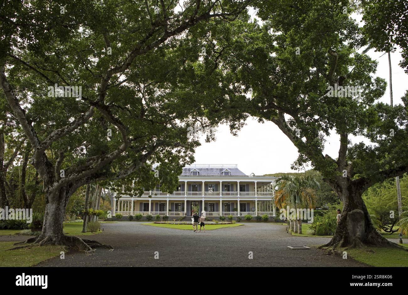 Colonial house Chateau de Labourdonnais at the end of a 150-year-old ...