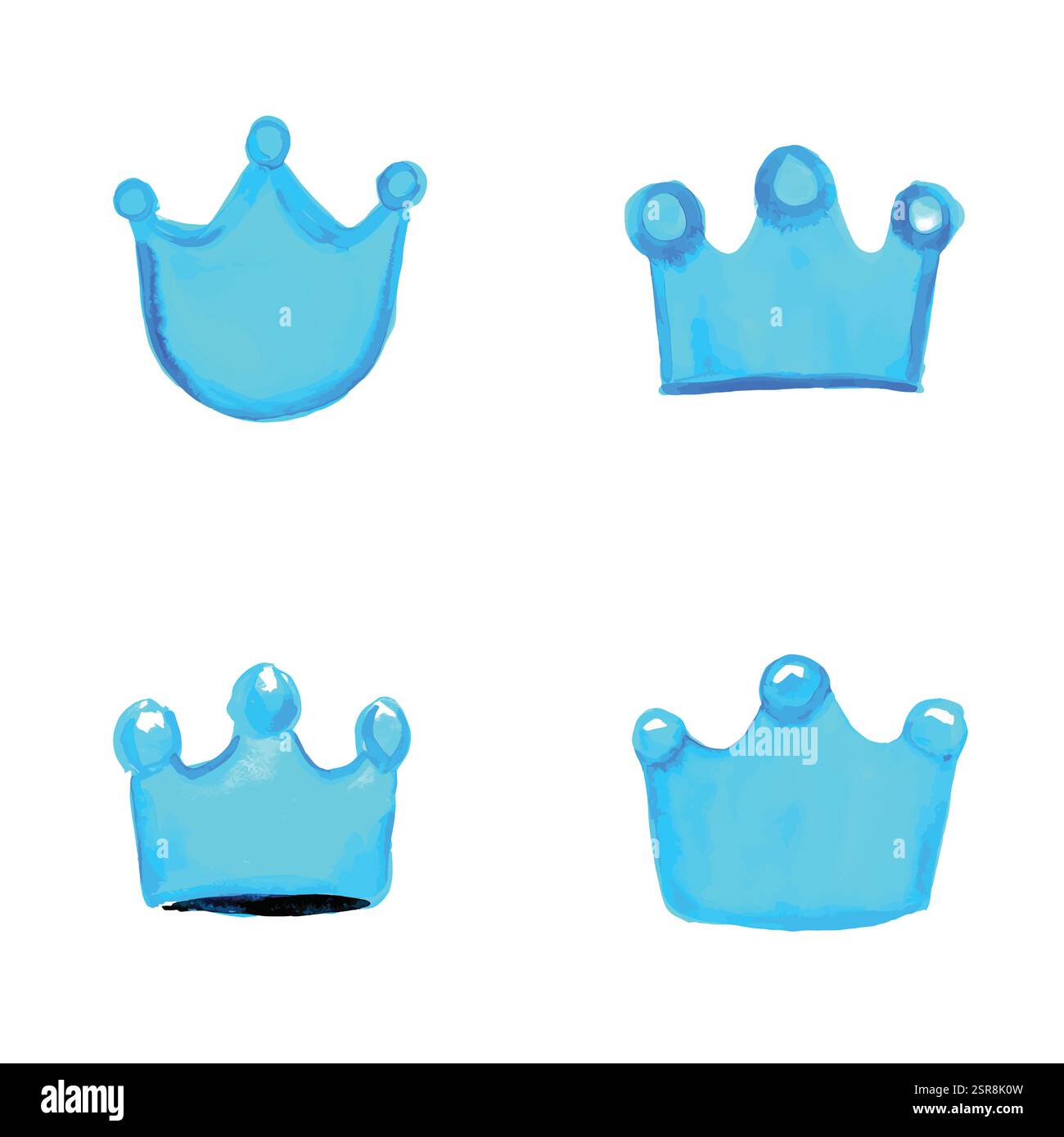 A handdrawn watercolor illustration of Crown hand-drawn set that was ...