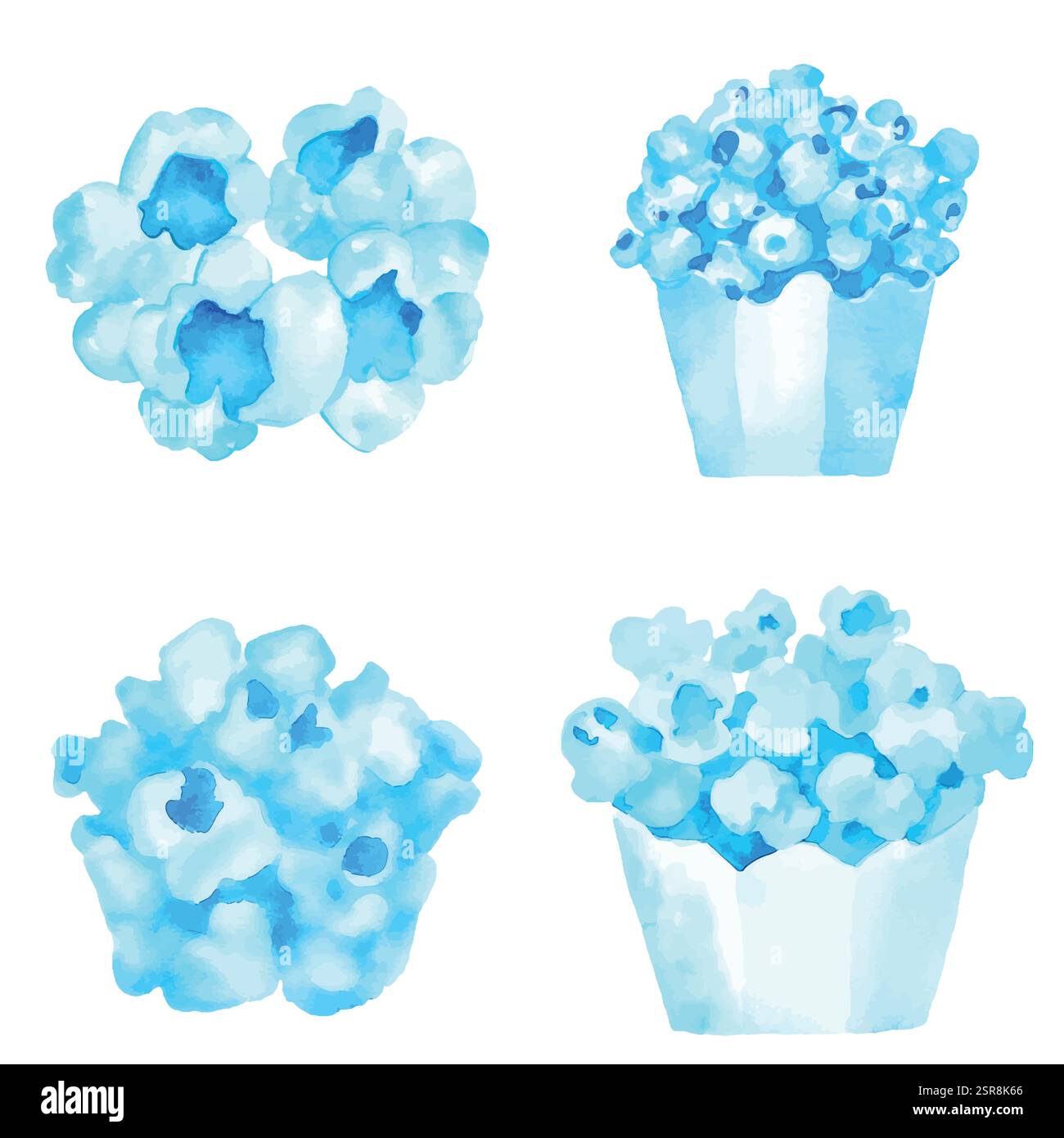 A handdrawn watercolor illustration of Hand-drawn Popcorn Set ...