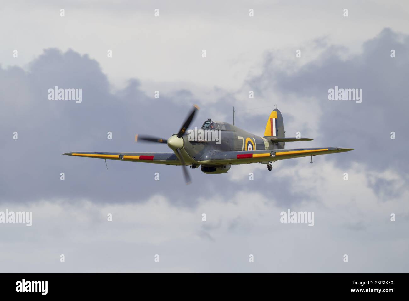 Hawker Hurricane warbird aircraft in Royal Navy colours flying in a ...