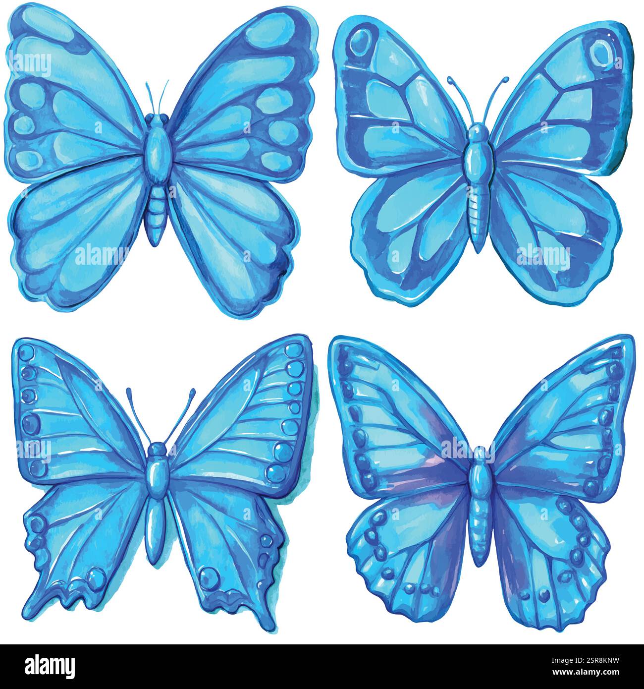 A handdrawn watercolor illustration of Butterfly wings hand-drawn set ...