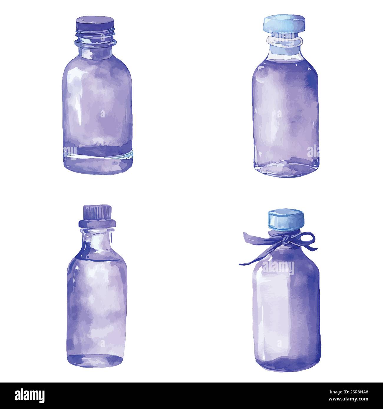 A handdrawn watercolor illustration of Hand-drawn watercolor ink bottle ...