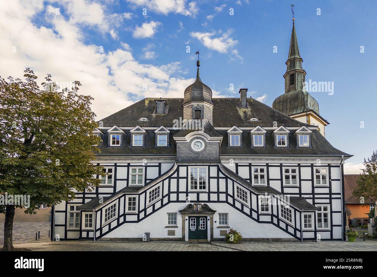 The town hall in Rietberg, architecture, old town, building, half ...