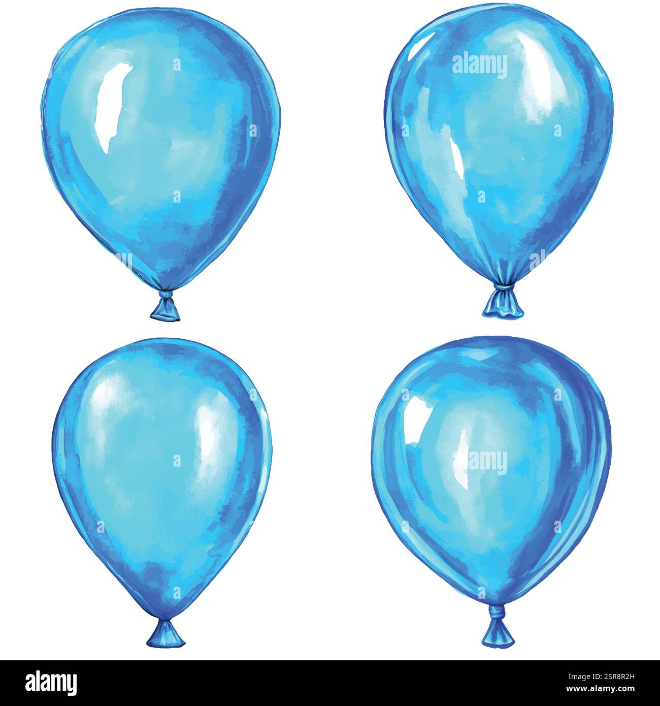 A handdrawn watercolor illustration of Hand-drawn Balloon Set that was ...