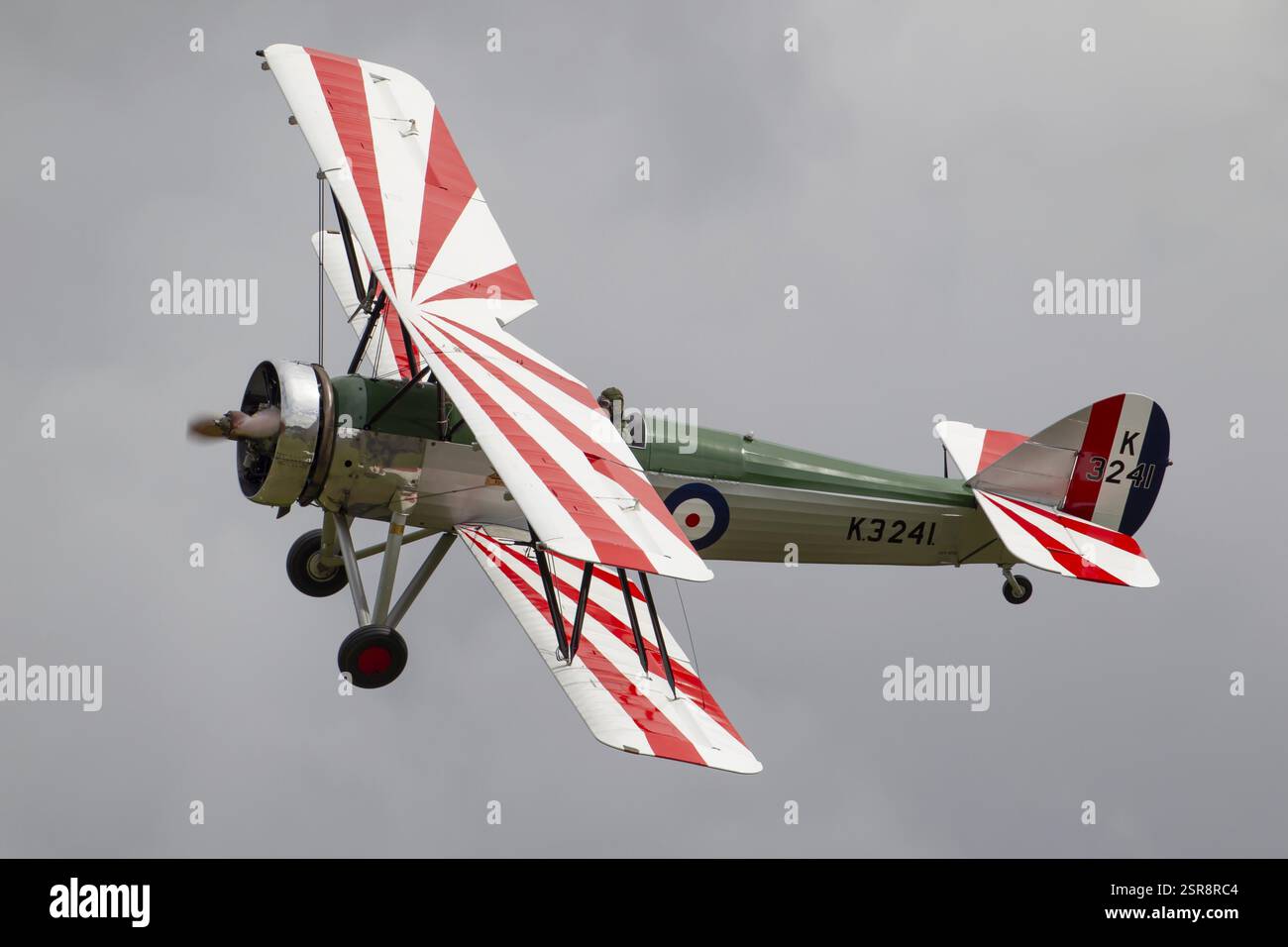 Avro 621 Tutor biplane aircraft in RAF Royal air force colours flying ...