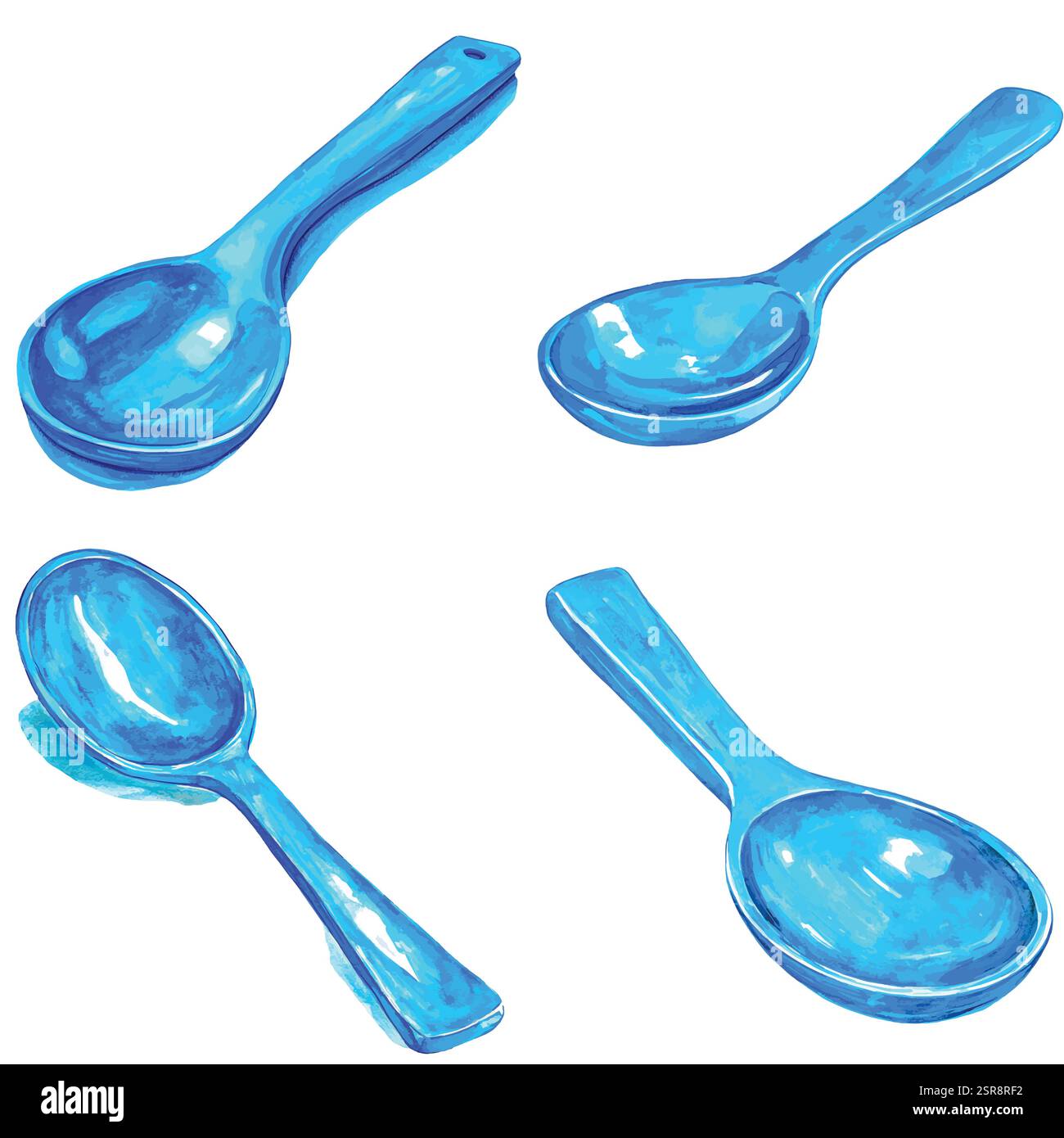 A handdrawn watercolor illustration of Spoon Watercolor Hand-Drawn Set ...