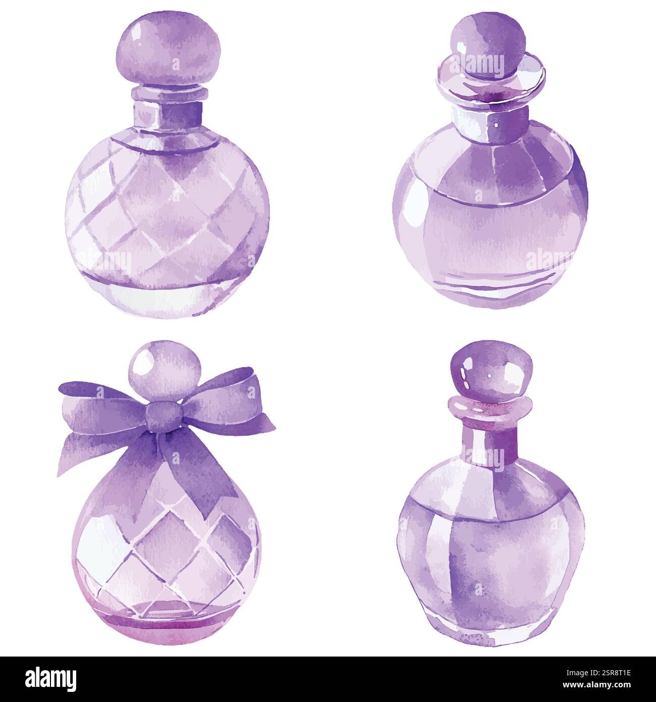 A handdrawn watercolor illustration of Watercolor Perfume Bottle ...