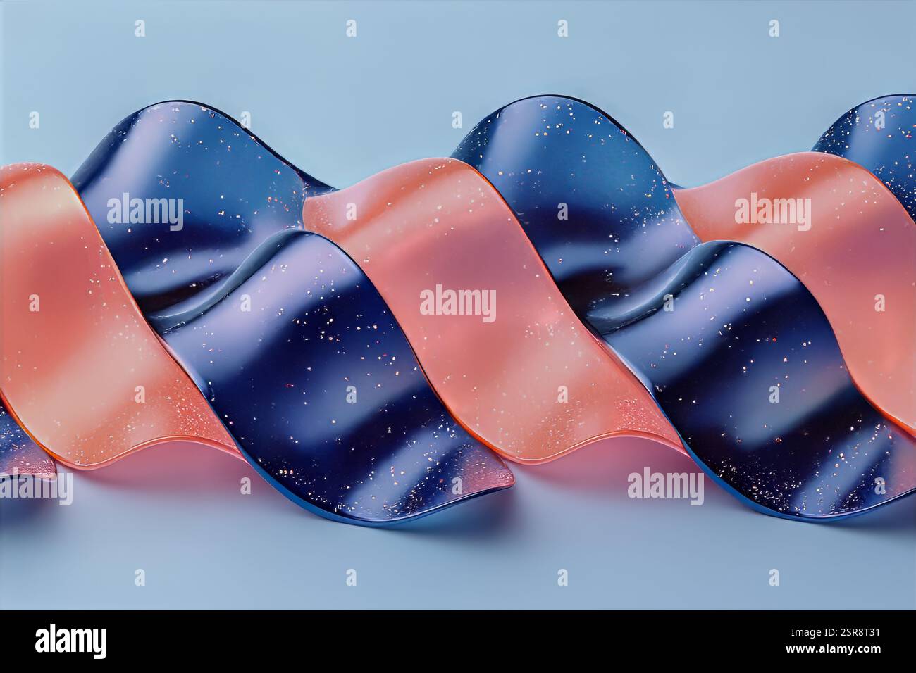 Bright ribbons in deep blue and soft pink flow gracefully, creating a ...