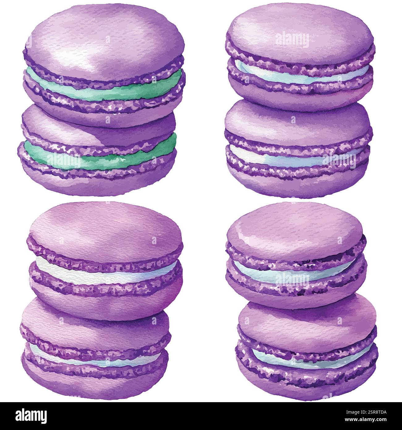 A handdrawn watercolor illustration of Hand-drawn watercolor macaroon ...
