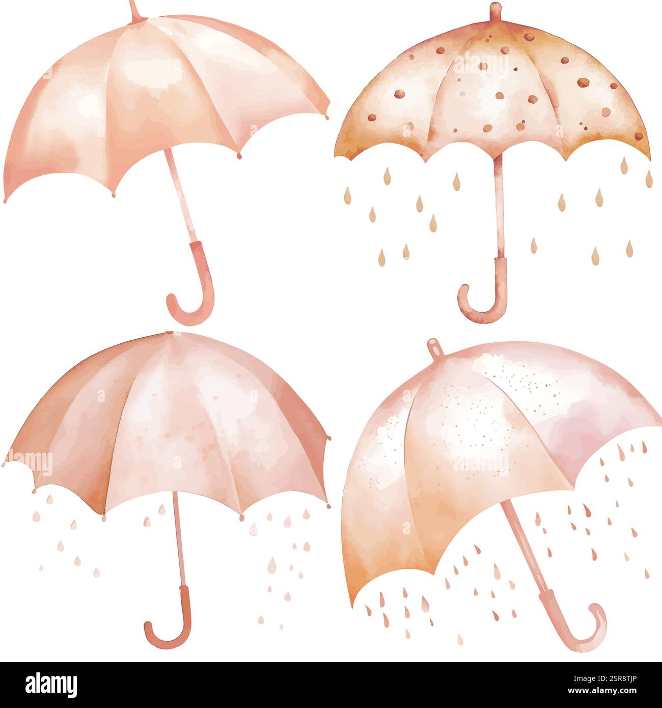 A handdrawn watercolor illustration of Umbrella in the Rain Watercolor ...