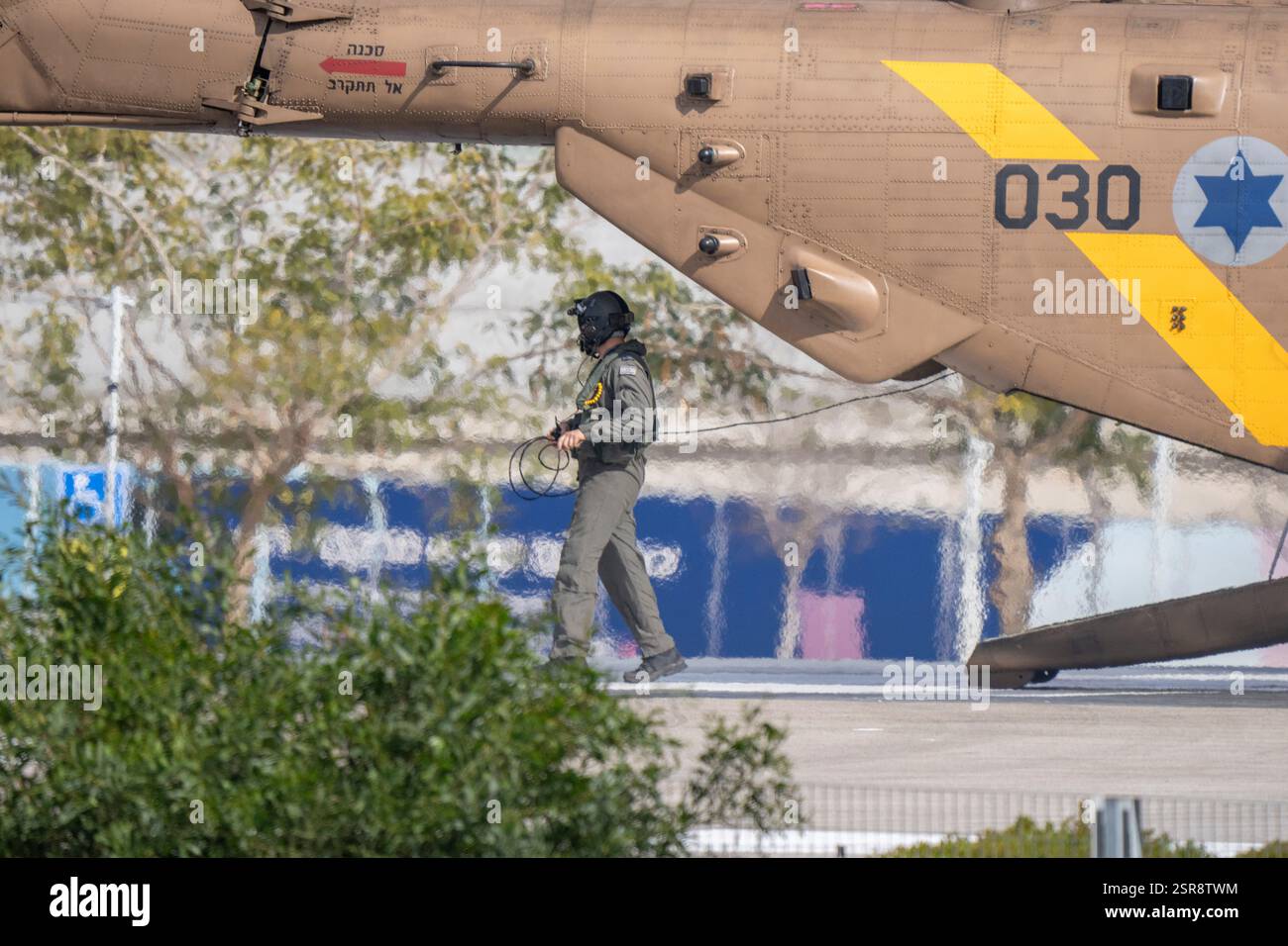 Ramat Gan, Israel. 15th Feb, 2025. An Israeli military helicopter ...